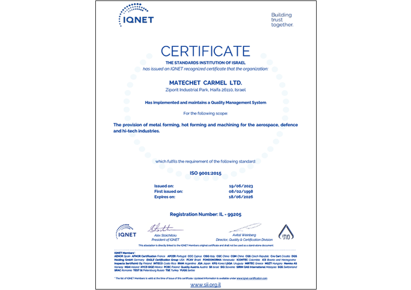 Standards & Certificates - Carmel Metal