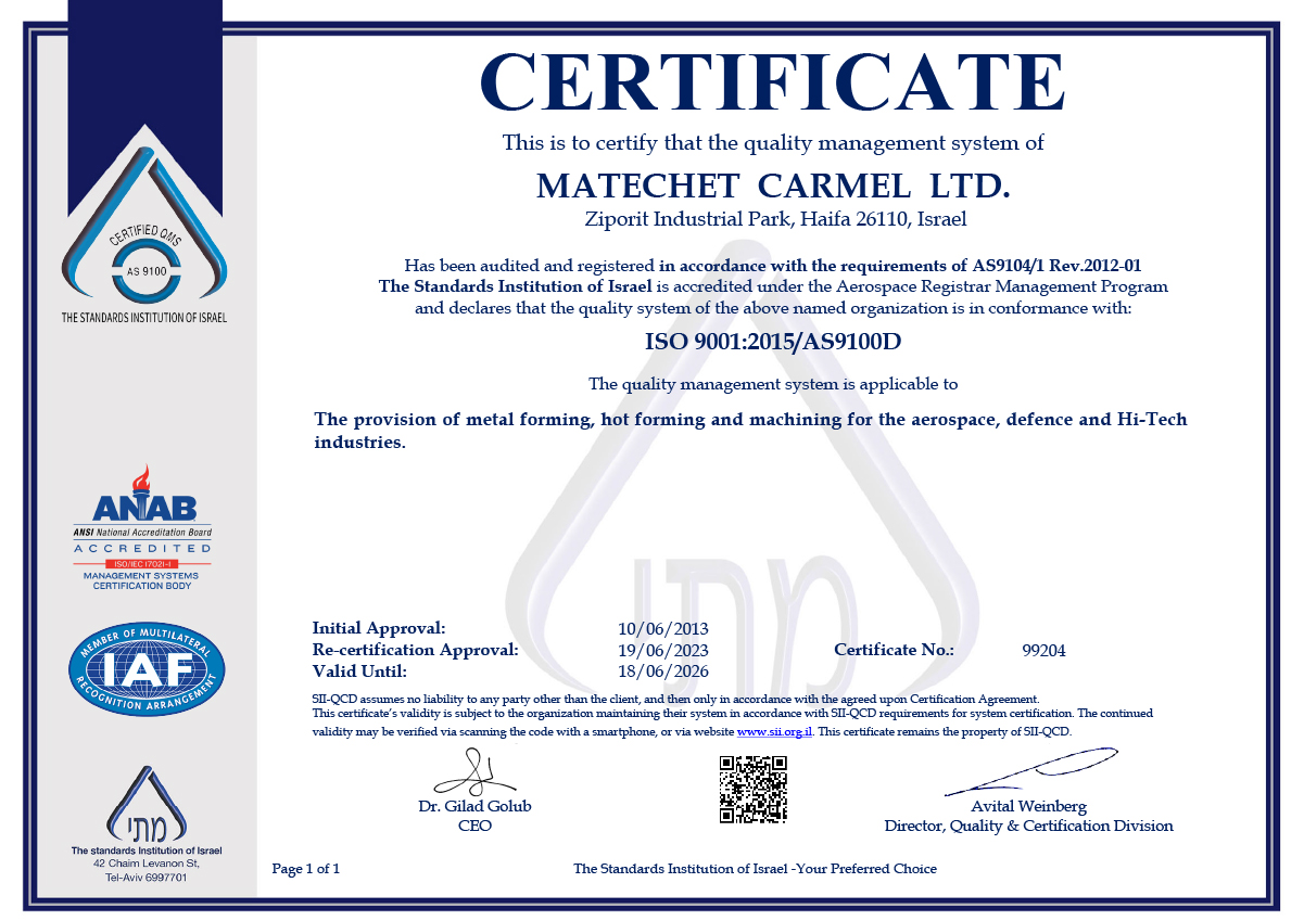 Standards & Certificates - Carmel Metal